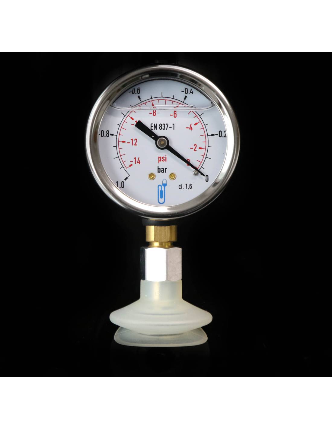 Vacuomètre inox 1/4M DIAM 63mm avec ventouse de suction
